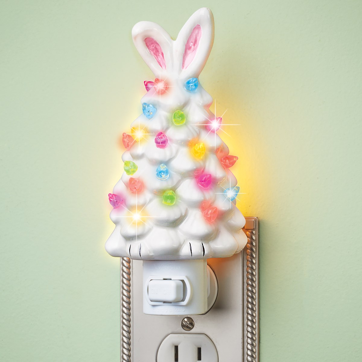 Easter Bunny Tree Ceramic Night Light Decoration | Collections Etc.