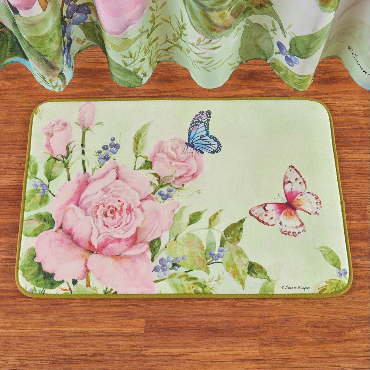 Colorful Butterfly Rose Cushioned Skid-Resistant Bath Mat | Collections ...