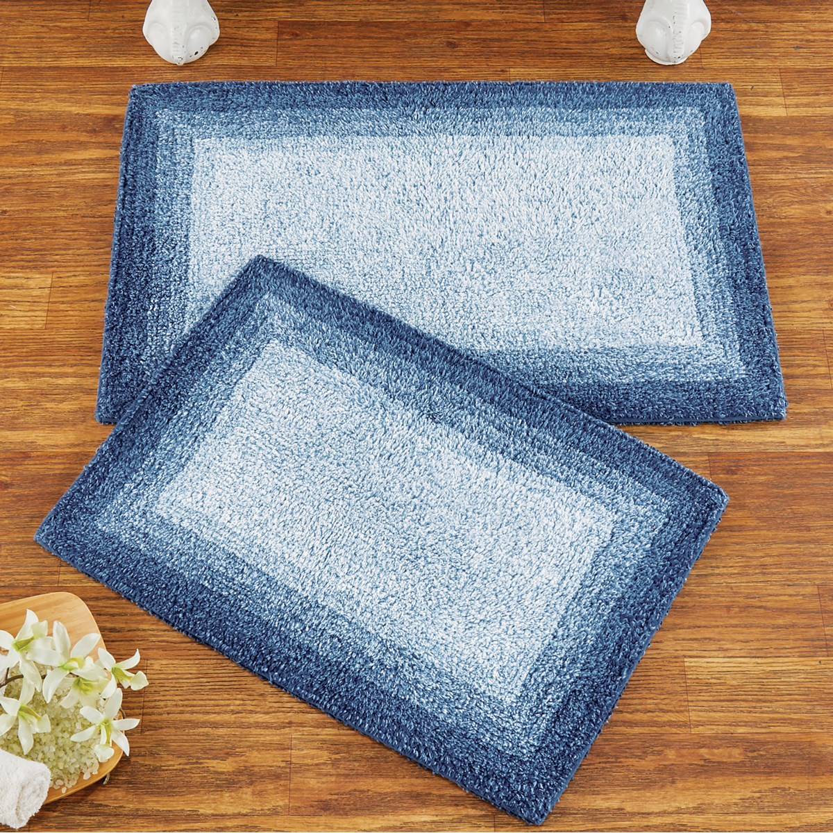 2-Piece Ombre Plush Skid-Resistant Bath Rug Set | Collections Etc.