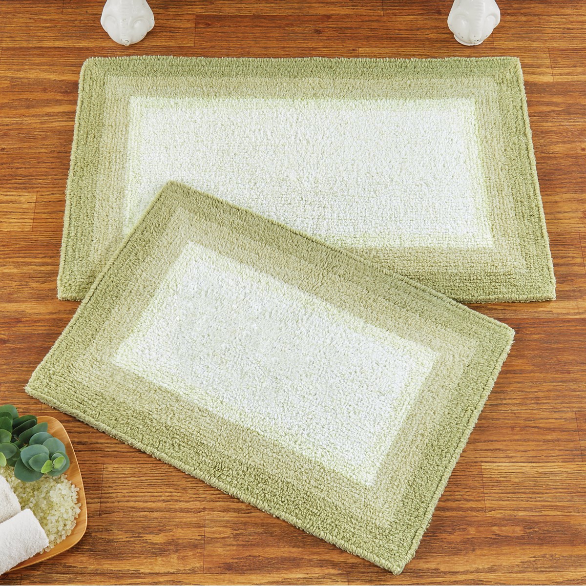 2-Piece Ombre Plush Skid-Resistant Bath Rug Set | Collections Etc.