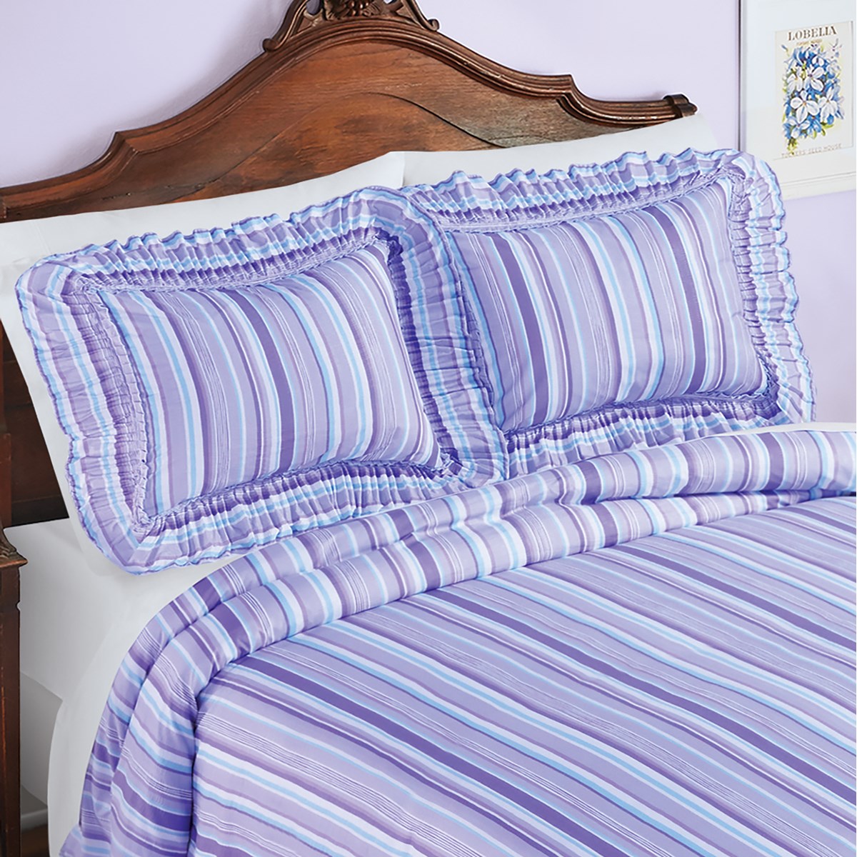 Elegant Spring Stripe Plisse Ruffled Edge Pillow Sham Set | Collections ...