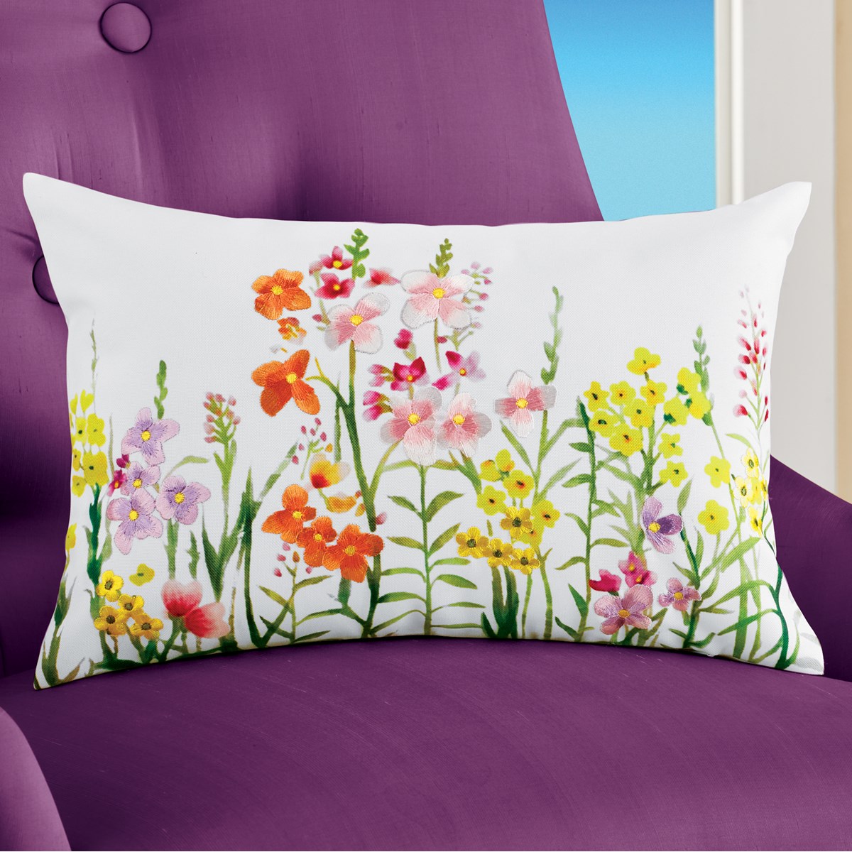 Lovely Wildflower Garden Rectangular Accent Pillow | Collections Etc.
