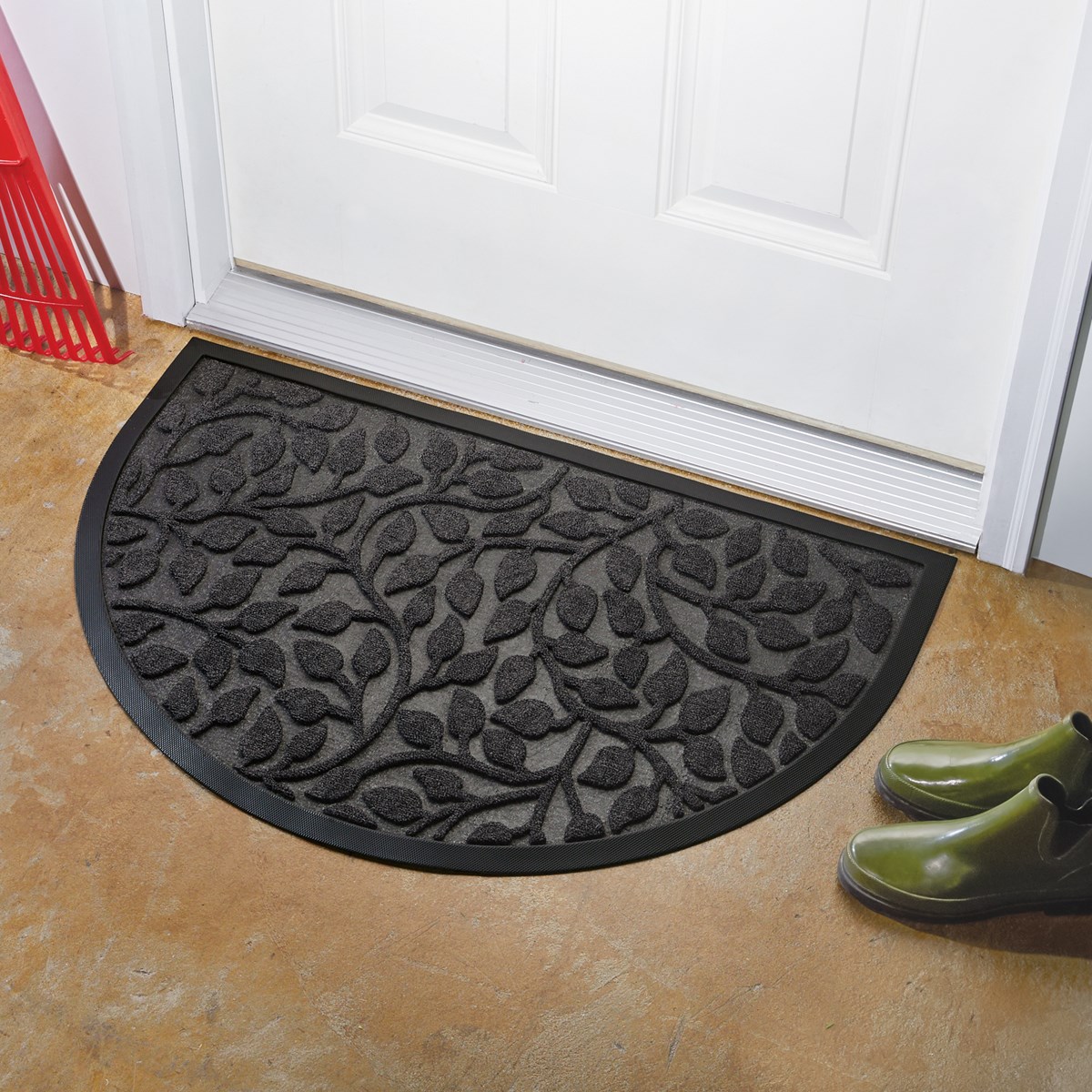 Raised Leaf Design Skid-Resistant Utility Rug | Collections Etc.