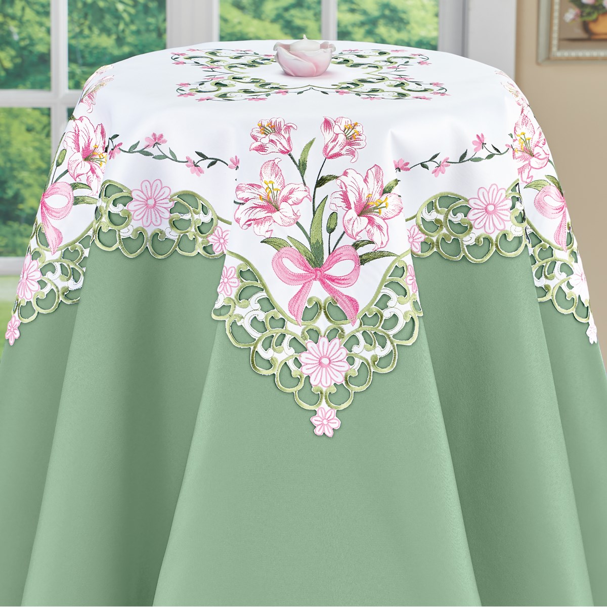Beautiful Embroidered Lily Table Linens | Collections Etc.