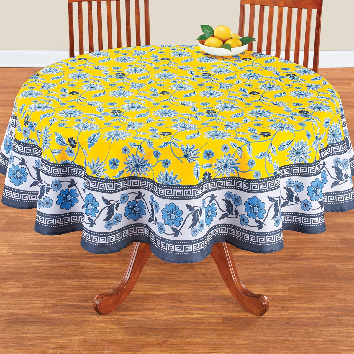 Floral Country Yellow and Blue Tablecloth | Collections Etc.