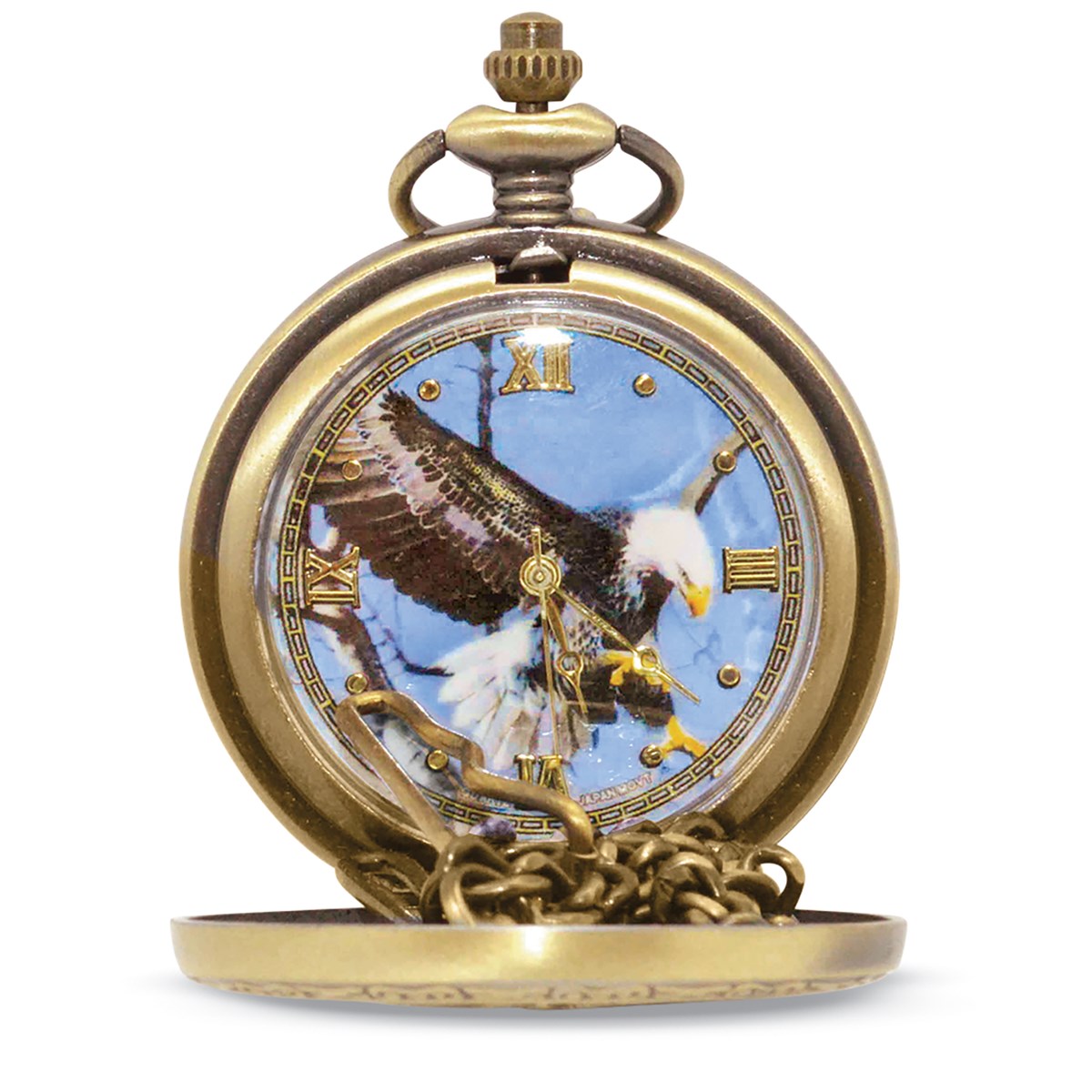 Patriotic Flying Eagle Pocket Watch with Gift Watch | Collections Etc.