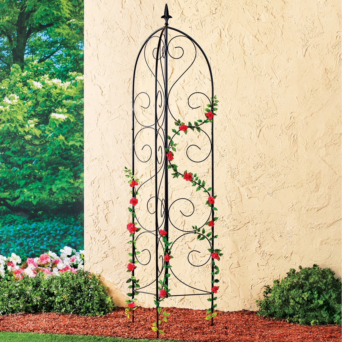 Triple Fold Scroll Design Metal Trellis, 64" H | Collections Etc.