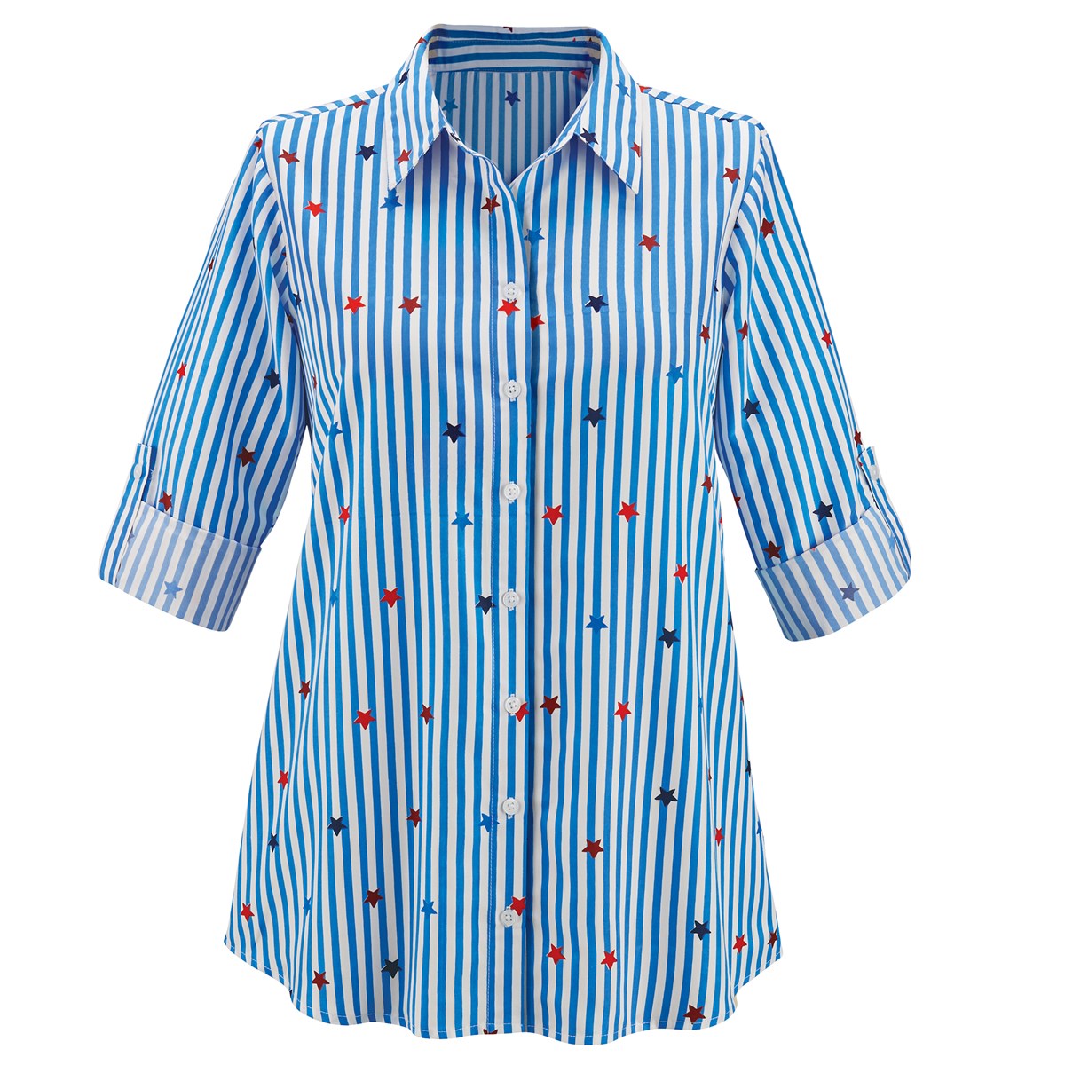 Star Spangled Striped Button Front Patriotic Shirt | Collections Etc.