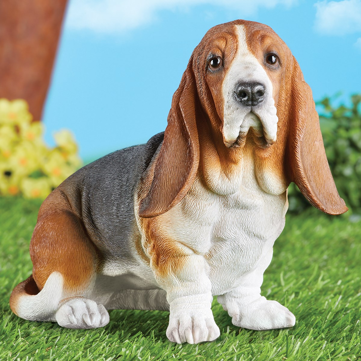 Hand-Painted Basset Hound Decorative Statue | Collections Etc.