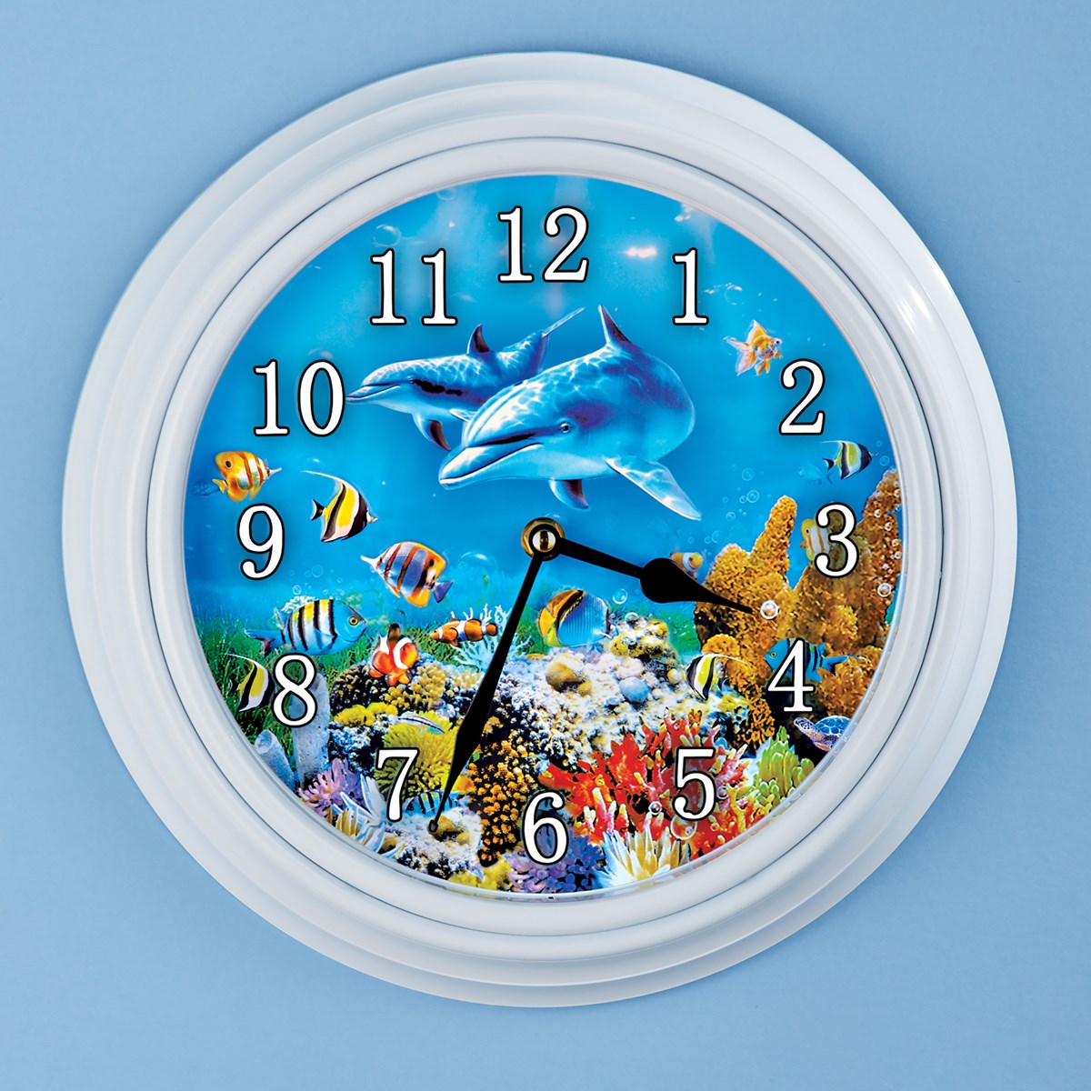 Tropical Dolphin Underwater Scene Wall Clock | Collections Etc.