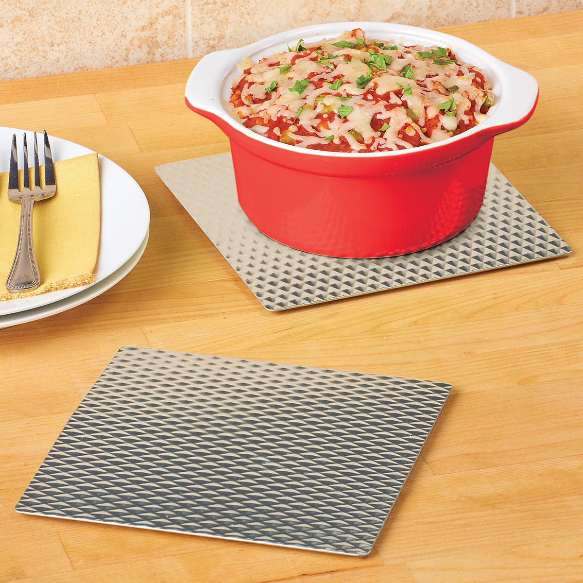 Insulated Slip-Resistant Hot Pad Mats - Set of 4 | Collections Etc.