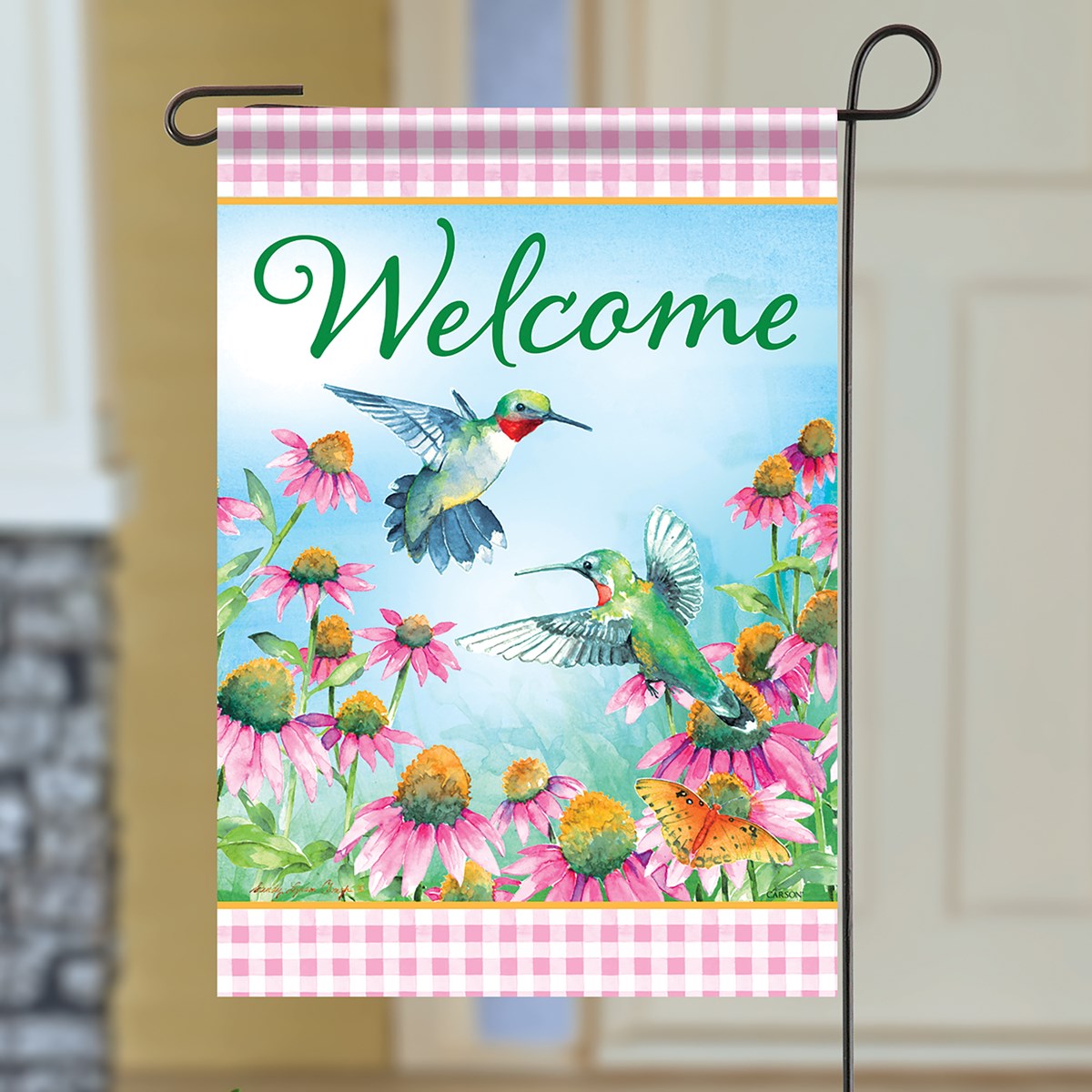Welcome Hummingbird Double-Sided Garden Flag, 18"H | Collections Etc.
