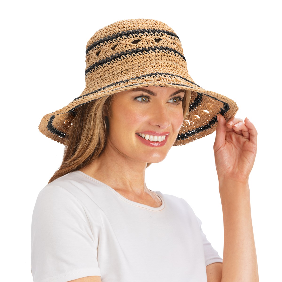 Stylish Packable Crochet Pattern Straw Hat | Collections Etc.