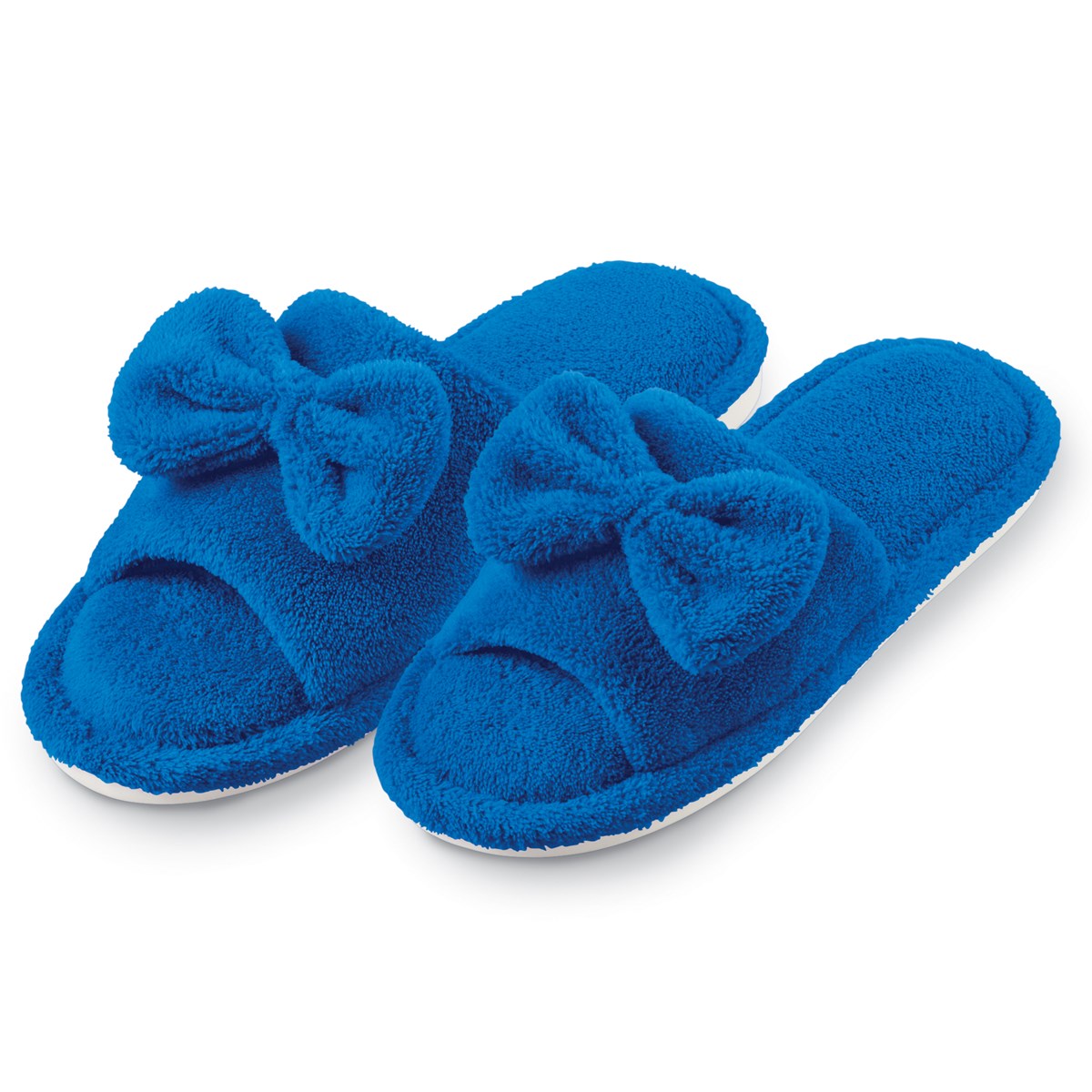 Soft Terry Bow Cushioned Slip-On Slippers | Collections Etc.