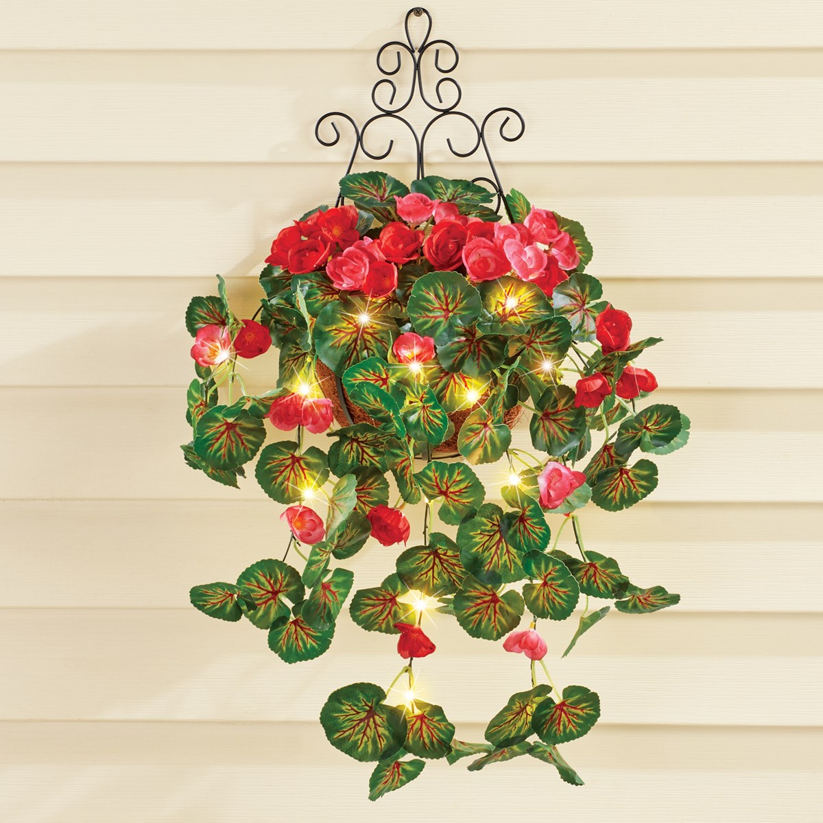 Lighted Begonia Wall Basket | Collections Etc.