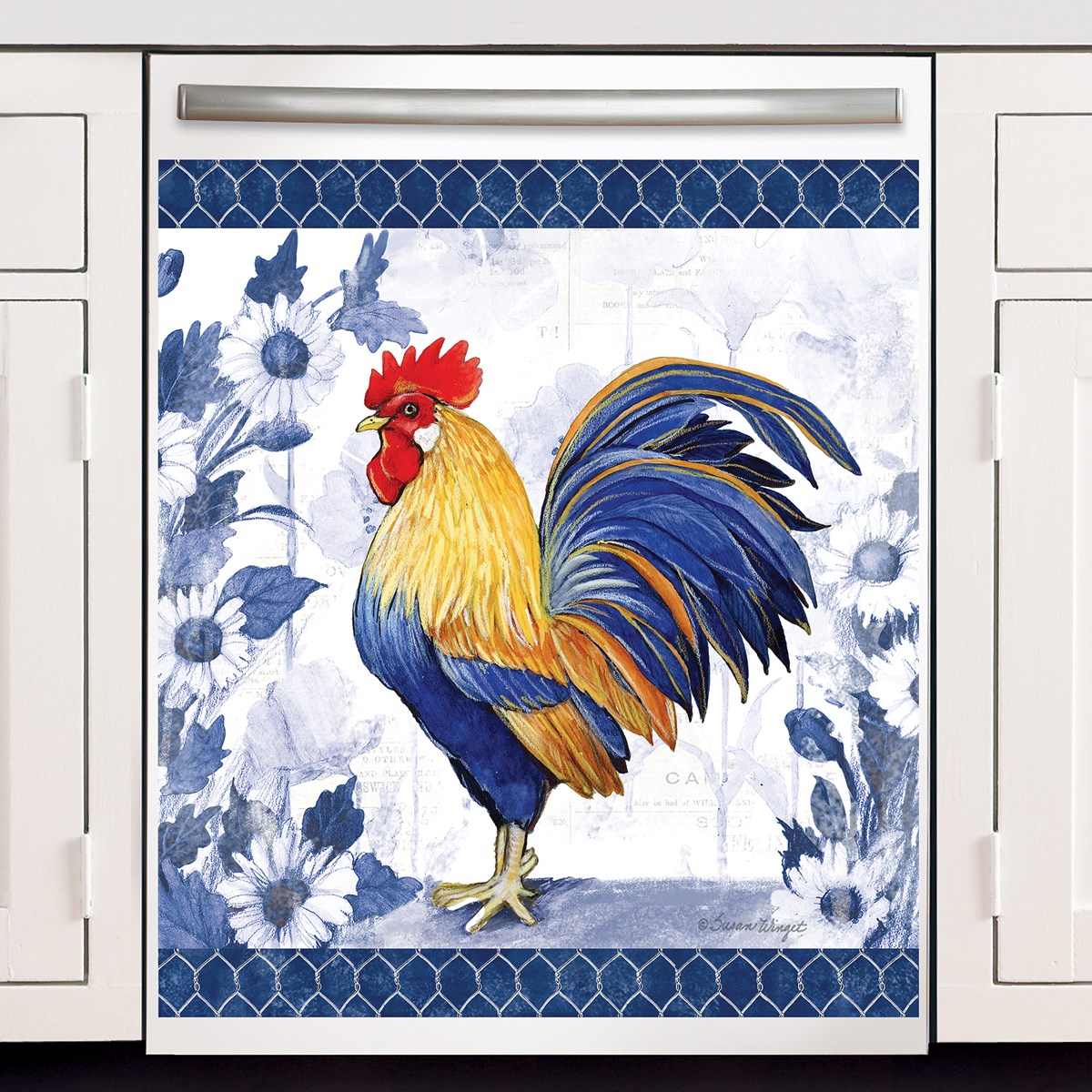 French Country Blue Rooster Dishwasher Magnet | Collections Etc.