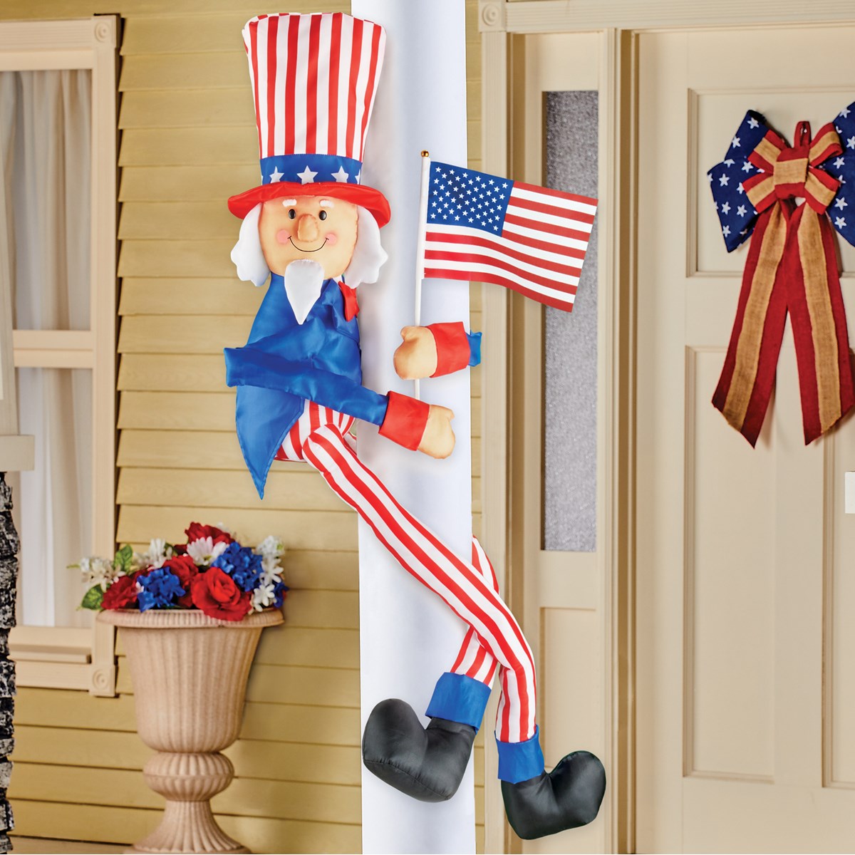 Patriotic Uncle Sam with American Flag Railing or Tree Hugger ...