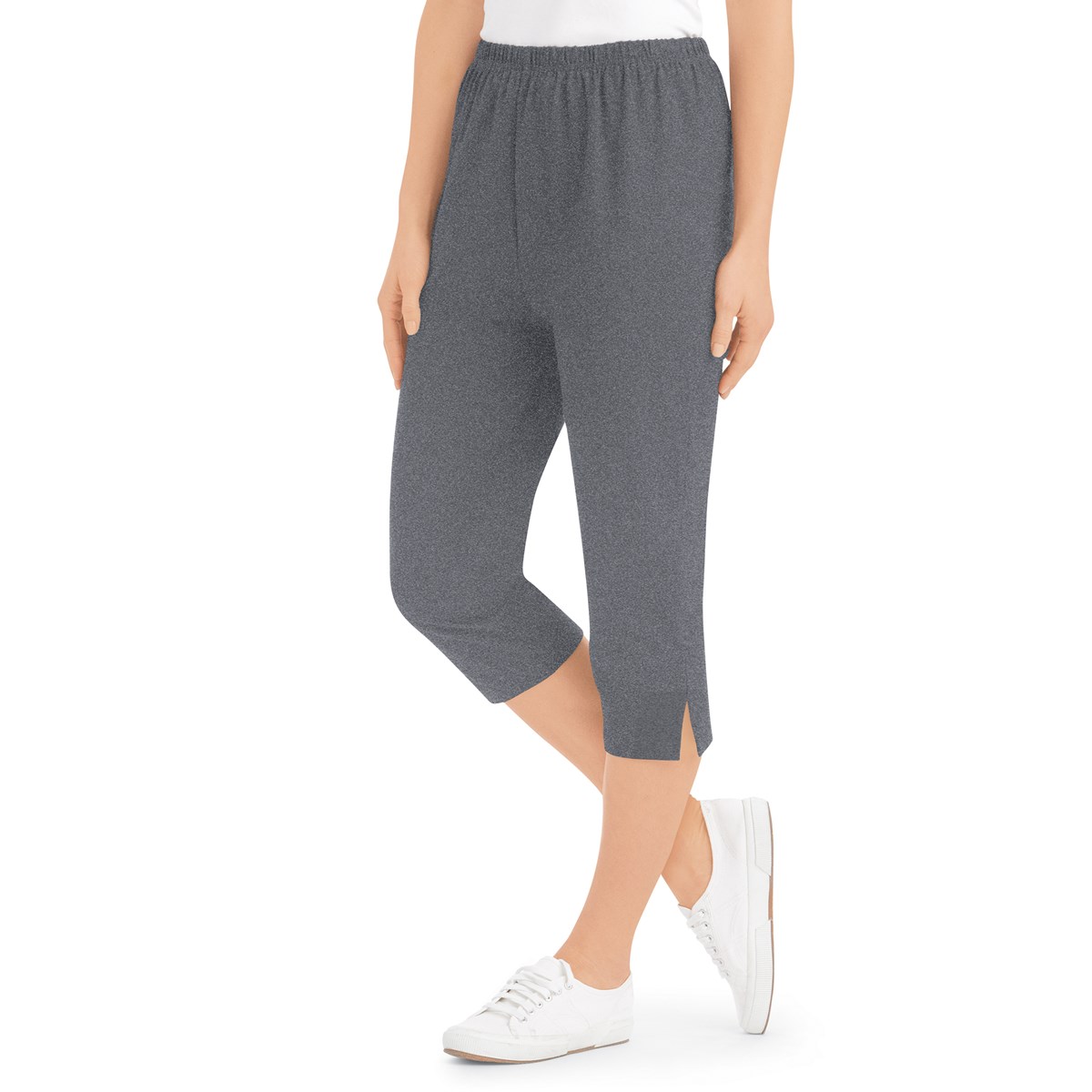 Comfortable Elasticized Waistband Capris Leggings | Collections Etc.