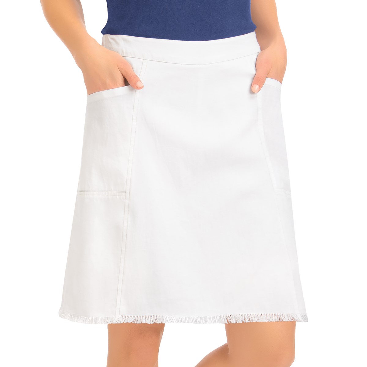 Stylish Frayed Hem Denim Elasticized Waist Skort Collections Etc