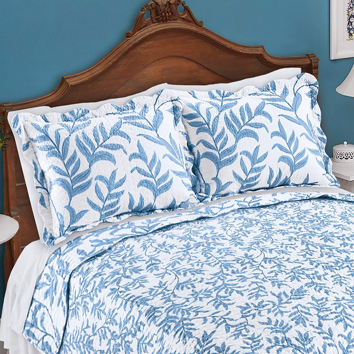 Scrolling Lead Toss Scalloped Edge Pillow Sham | Collections Etc.