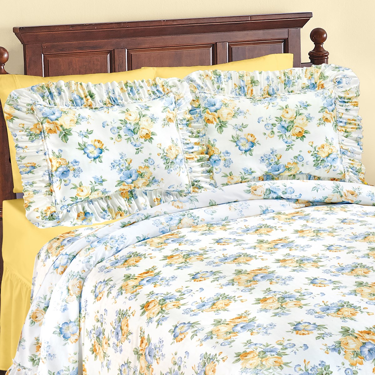 Elegant Cara Plisse Ruffled Edge Pillow Sham Set | Collections Etc.