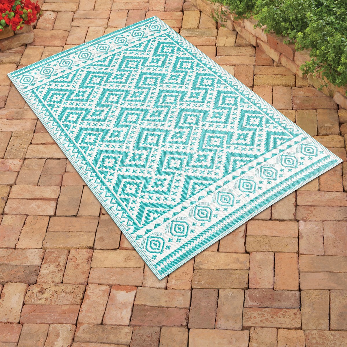 Reversible Geometric Aztec Patio Mat | Collections Etc.