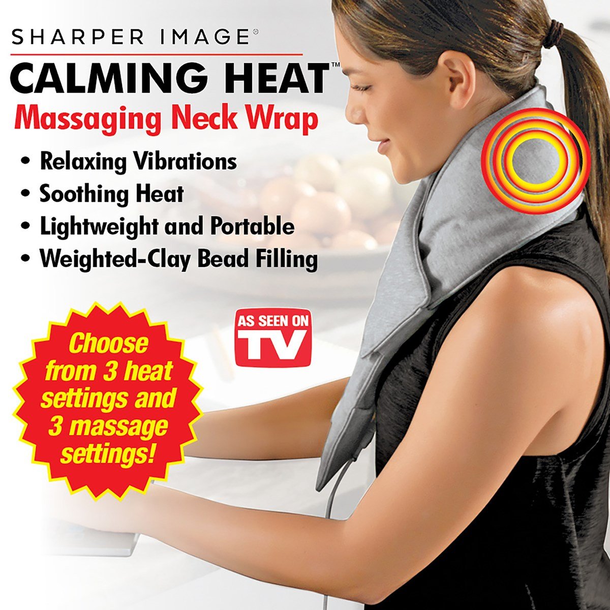 Lightweight Calming Heat Massaging Neck Wrap | Collections Etc.