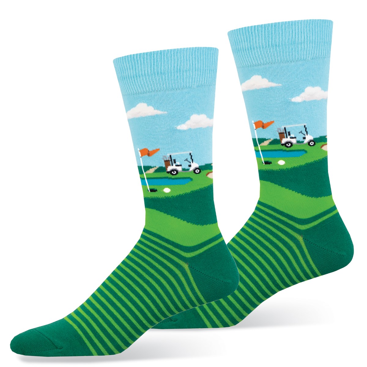 Golf Course Men's Novelty Crew Socks | Collections Etc.