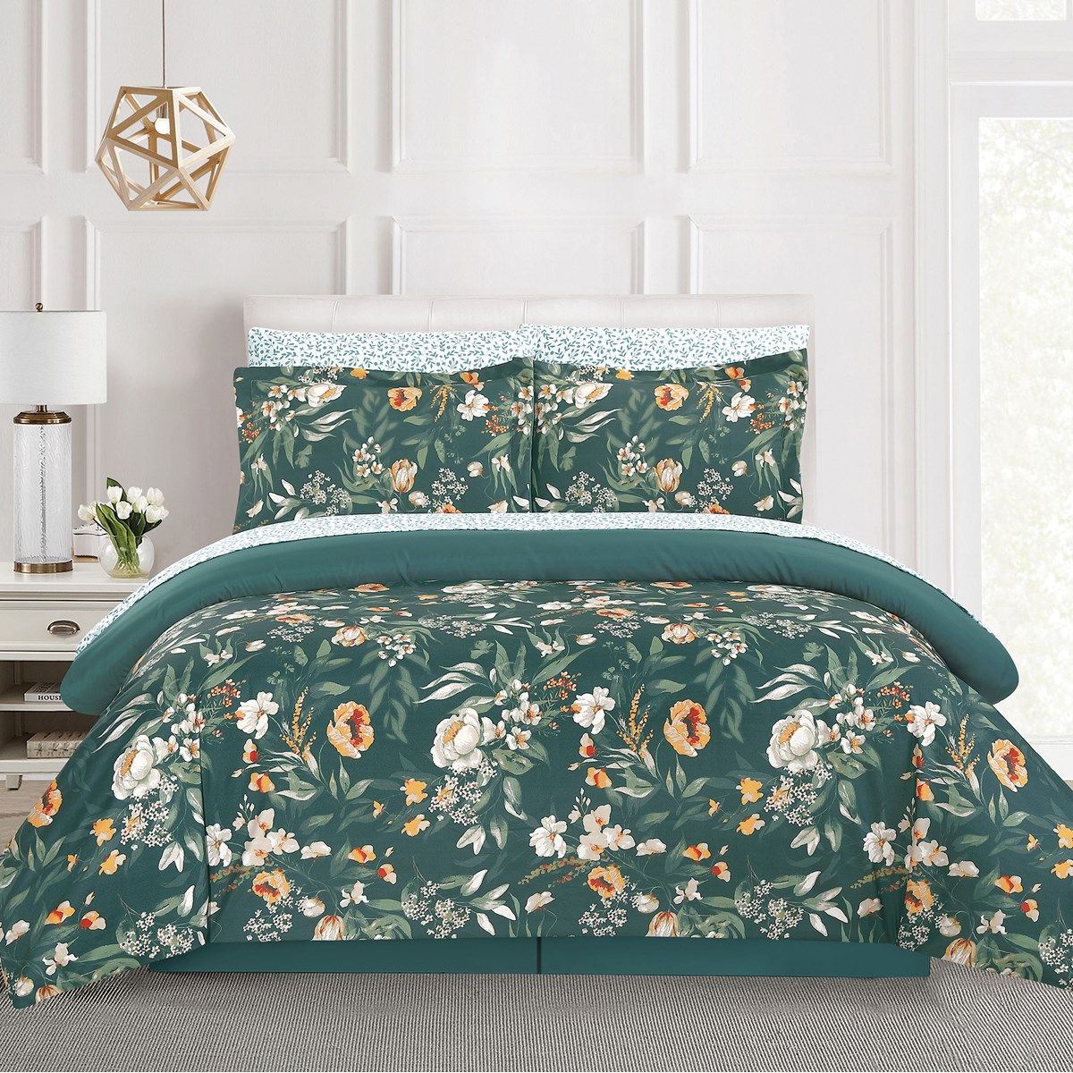 Elegantly Modern Bloom 7-Piece Comforter Set | Collections Etc.