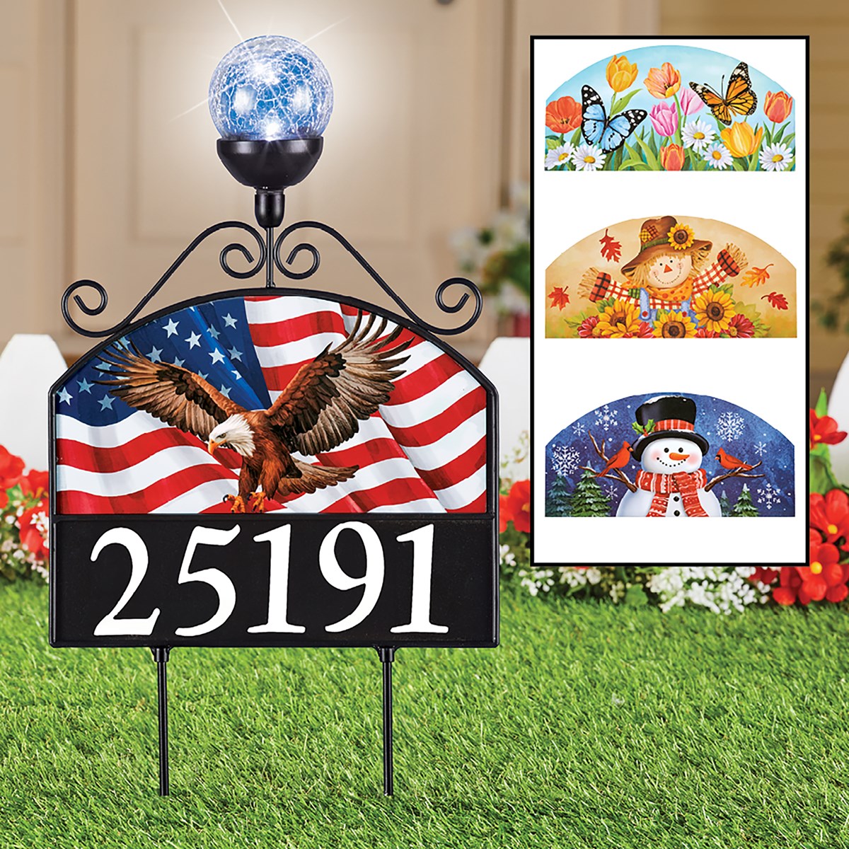 Solar Powered Magnetic Interchangeable Seasonal Address Marker ...