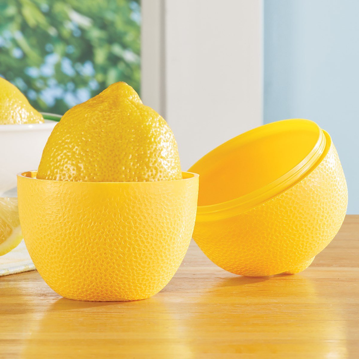 Lemon-Shaped Lemon Saver Airtight Container | Collections Etc.