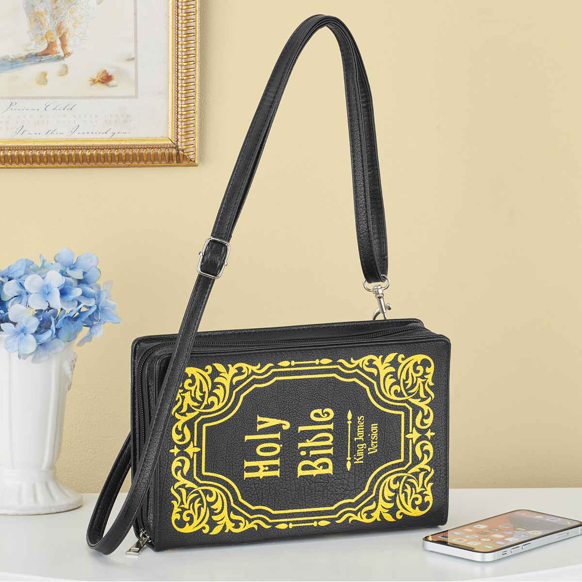 King James Holy Bible Zippered Purse with Detachable Shoulder Strap ...