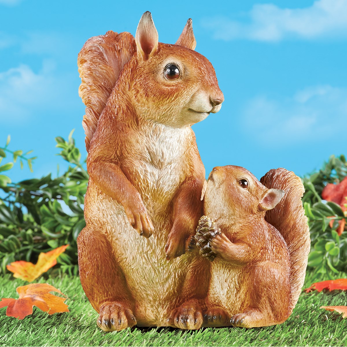 Hand-Painted Squirrels at Play Outdoor Garden Sculpture | Collections Etc.