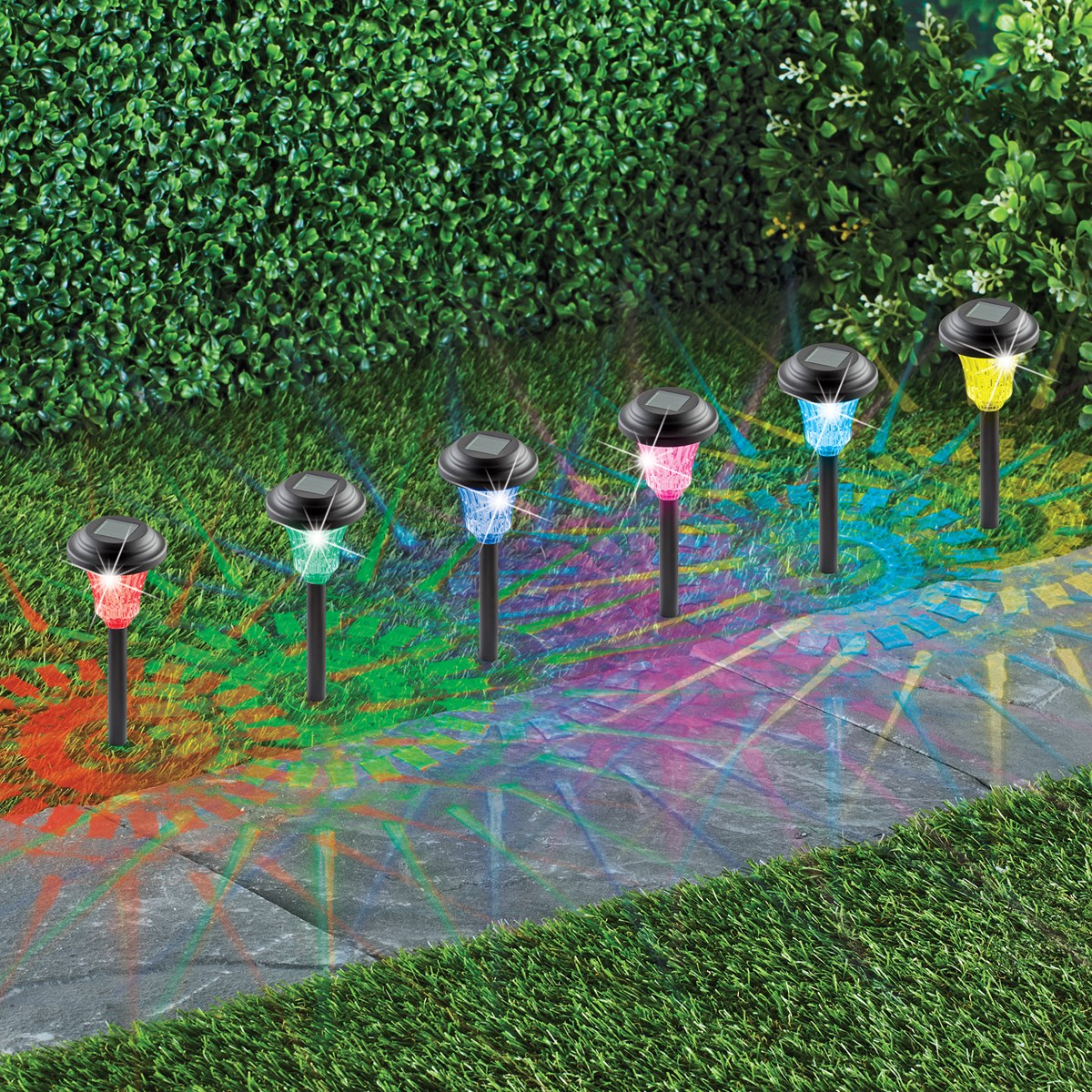 Color-Changing Solar Powered Path Lights - Set of 6 | Collections Etc.