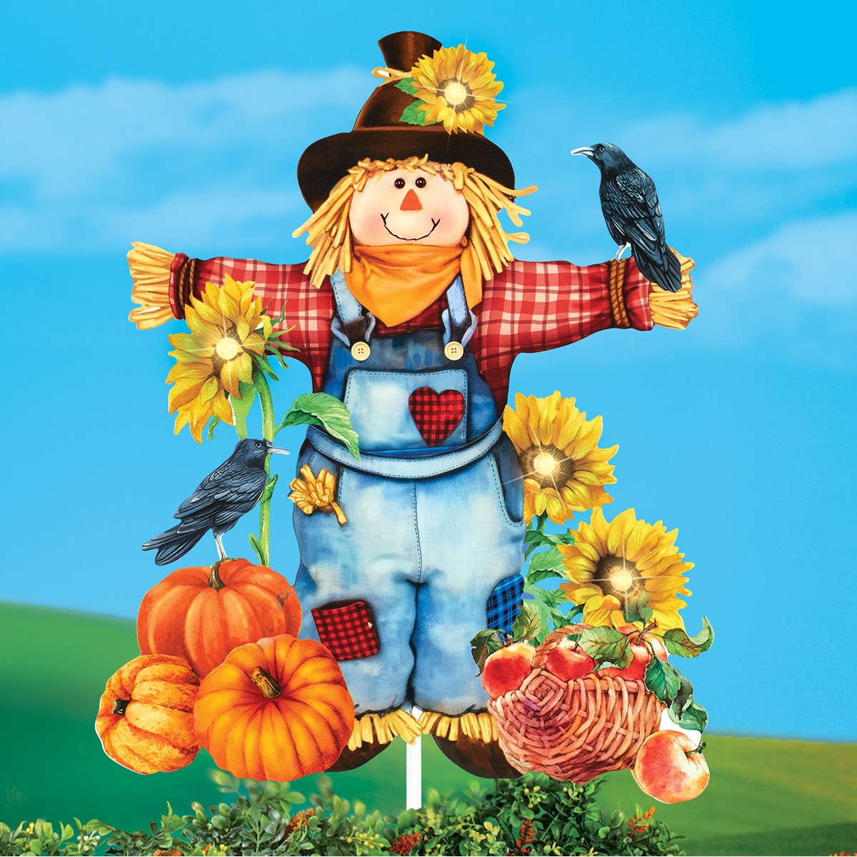 Solar Powered Harvest Scarecrow LED Lighted Outdoor Garden Stake ...