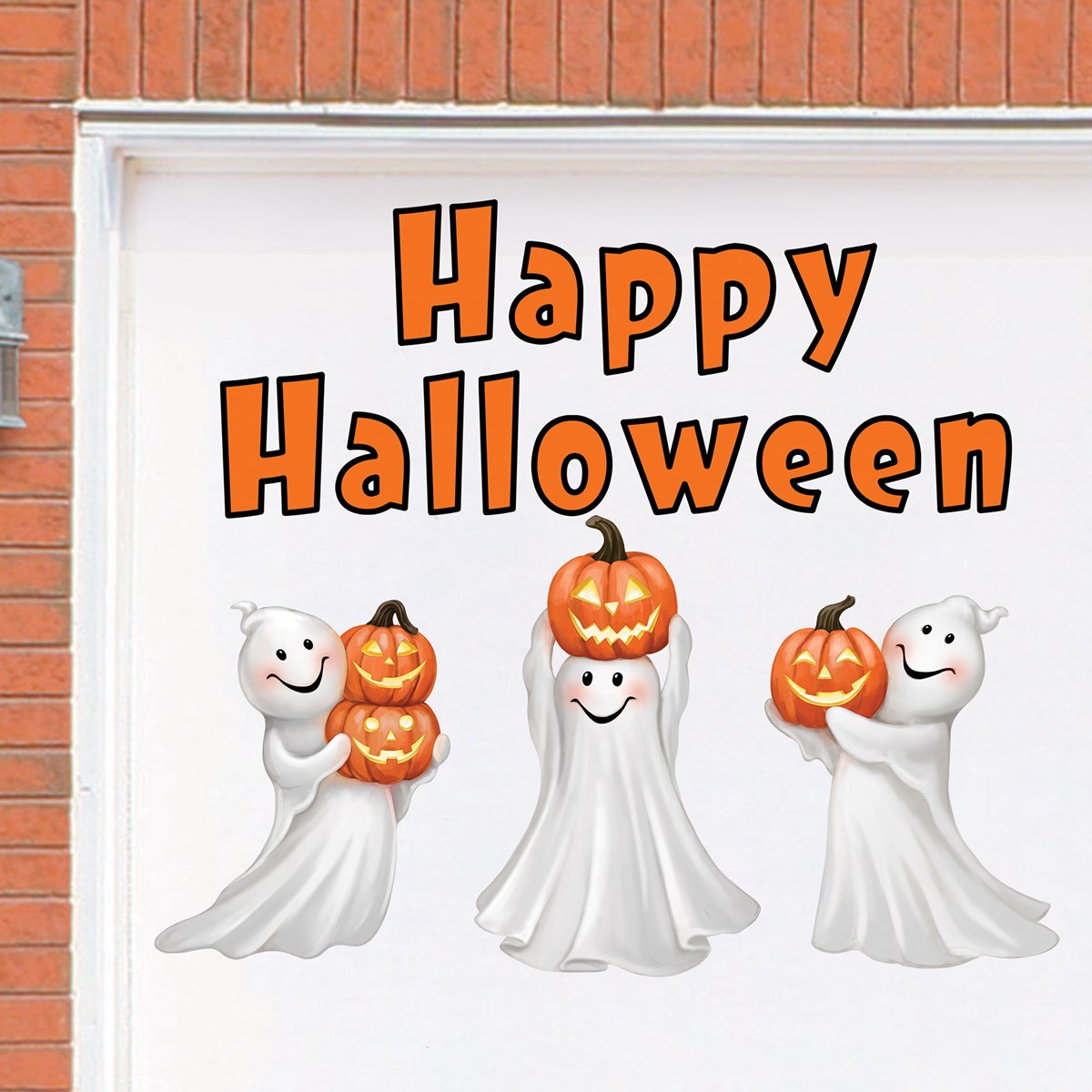 Happy Halloween Ghosts and Jack-O'-Lanterns Garage Door Magnet Set ...