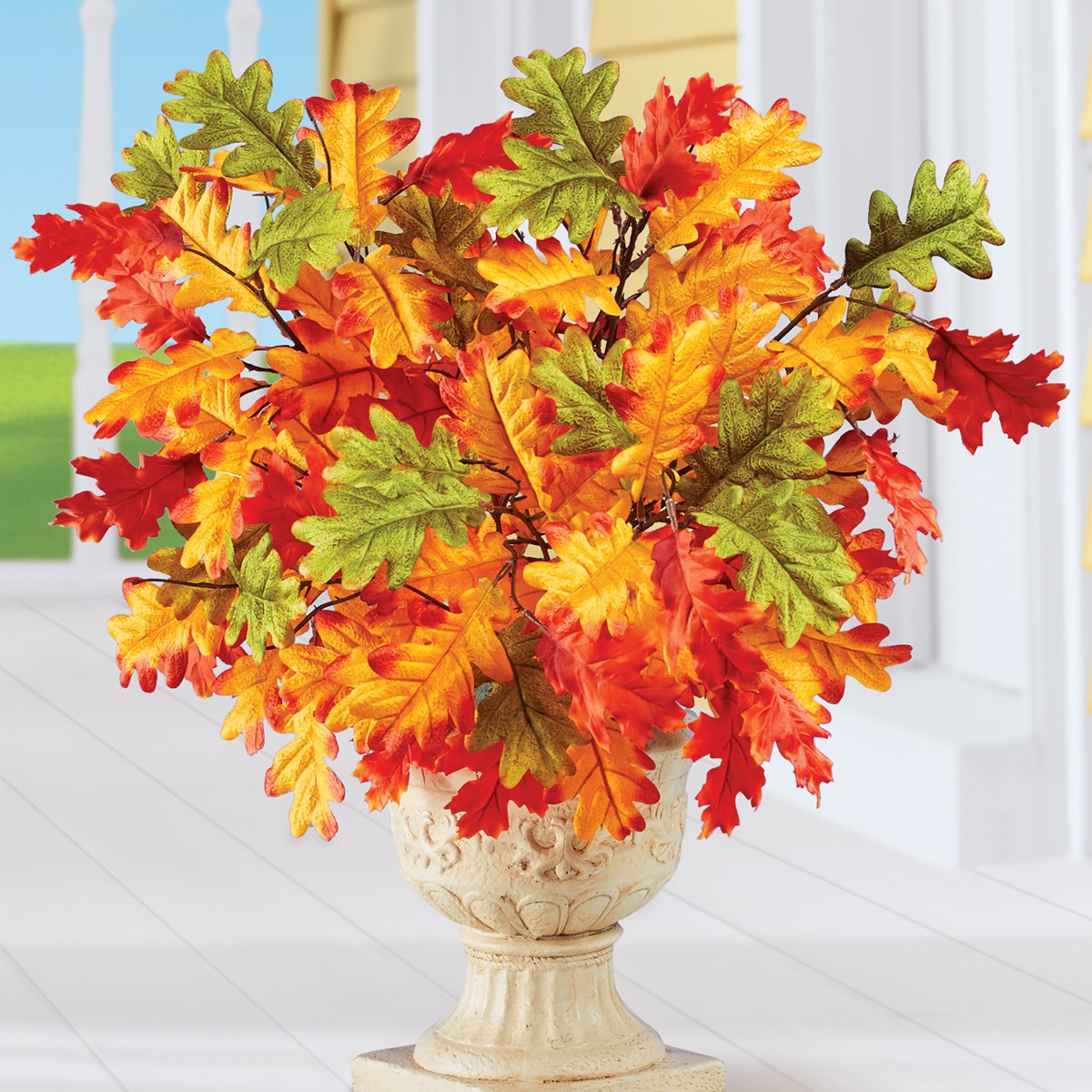 Artificial Colorful Oak Bushes - Set of 3 | Collections Etc.