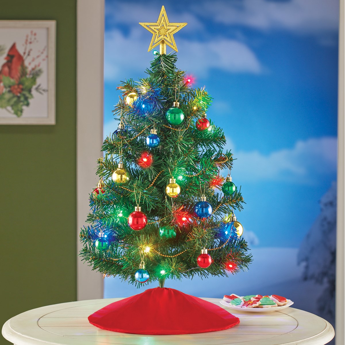 24-inch LED Lighted 20-Piece Tabletop Tree Set | Collections Etc.