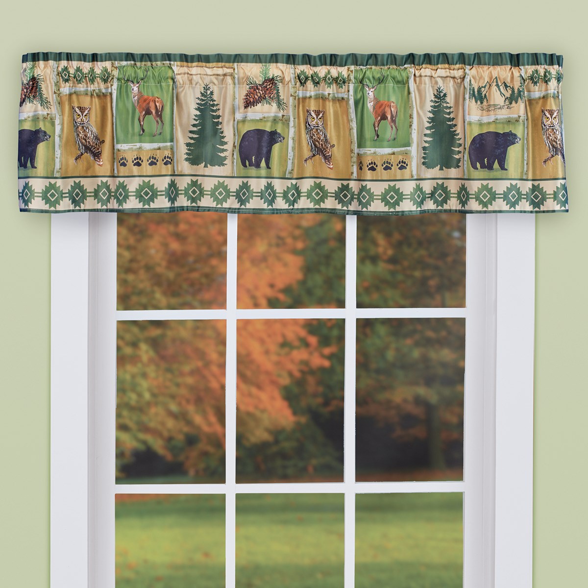 Northwoods Patchwork Aztec Border Window Valance Collections Etc