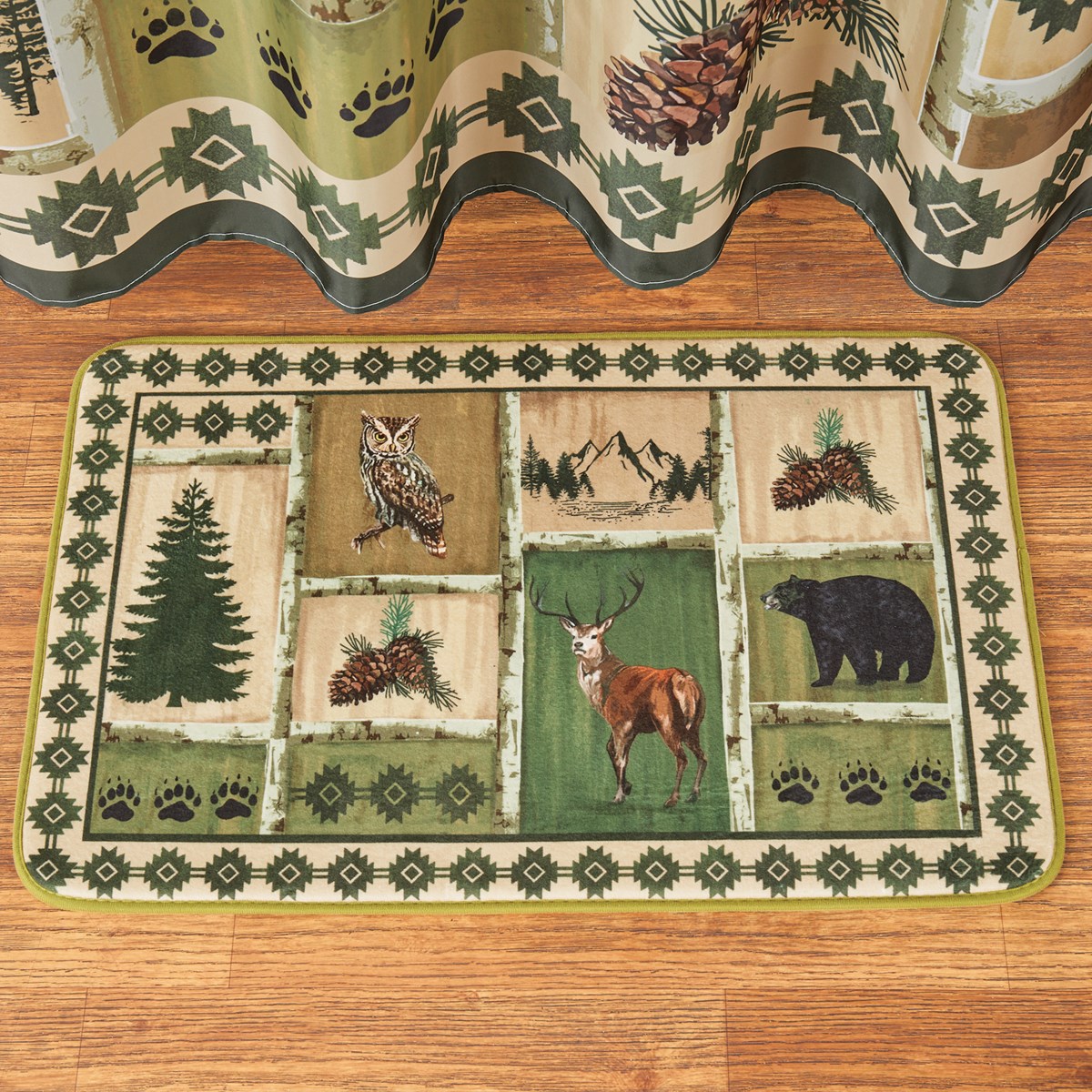 Northwoods Patchwork Aztec Border Cushioned Bath Mat | Collections Etc.