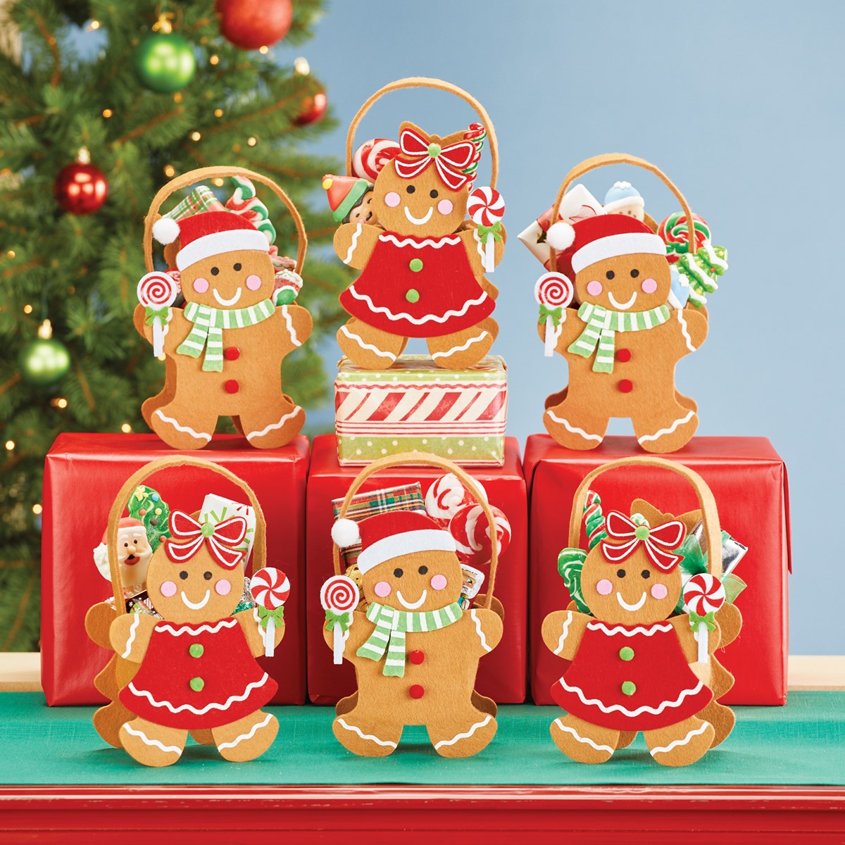 Adorable Fabric Gingerbread Gift Bags - Set of 6 | Collections Etc.