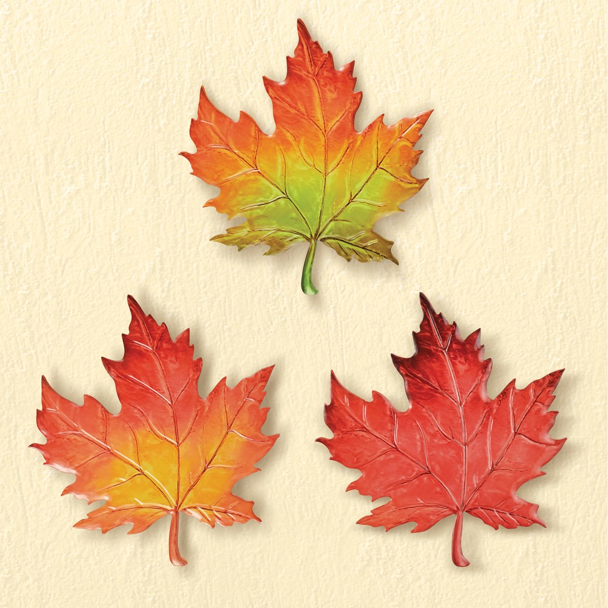 Autumn Maple Leaf Metal Wall Art - Set of 3 | Collections Etc.
