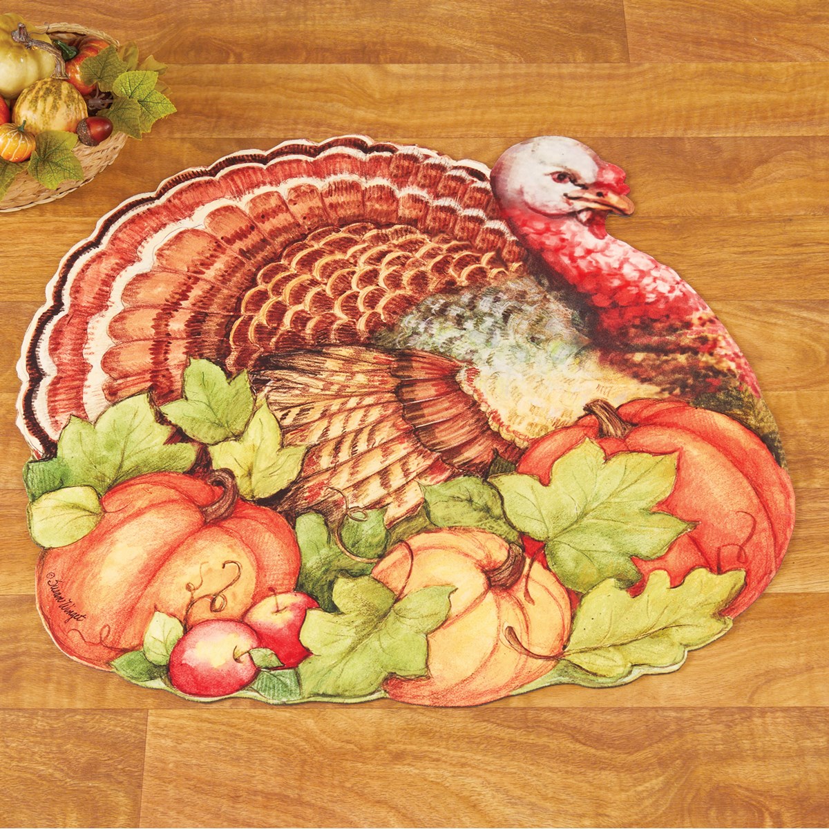 Charming Harvest Turkey-Shaped Skid-Resistant Accent Rug | Collections Etc.