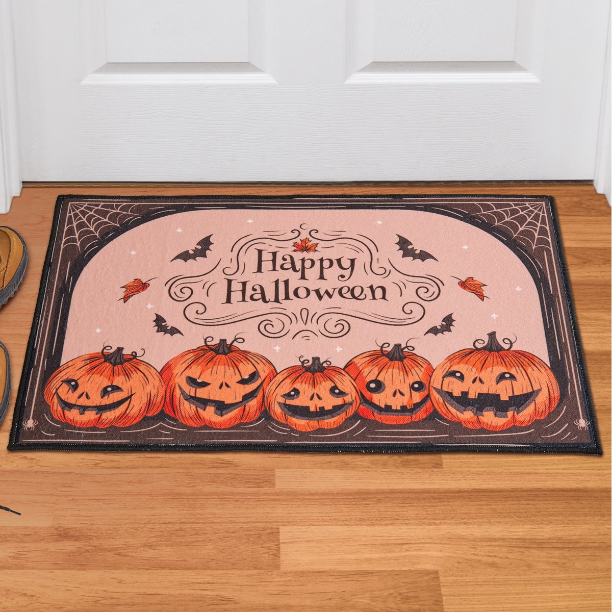 Happy Halloween Pumpkins and Bats Door Mat | Collections Etc.