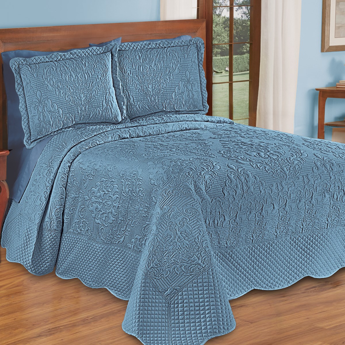 Lovely Victoria Damask Textured Design Oversized Bedspread ...