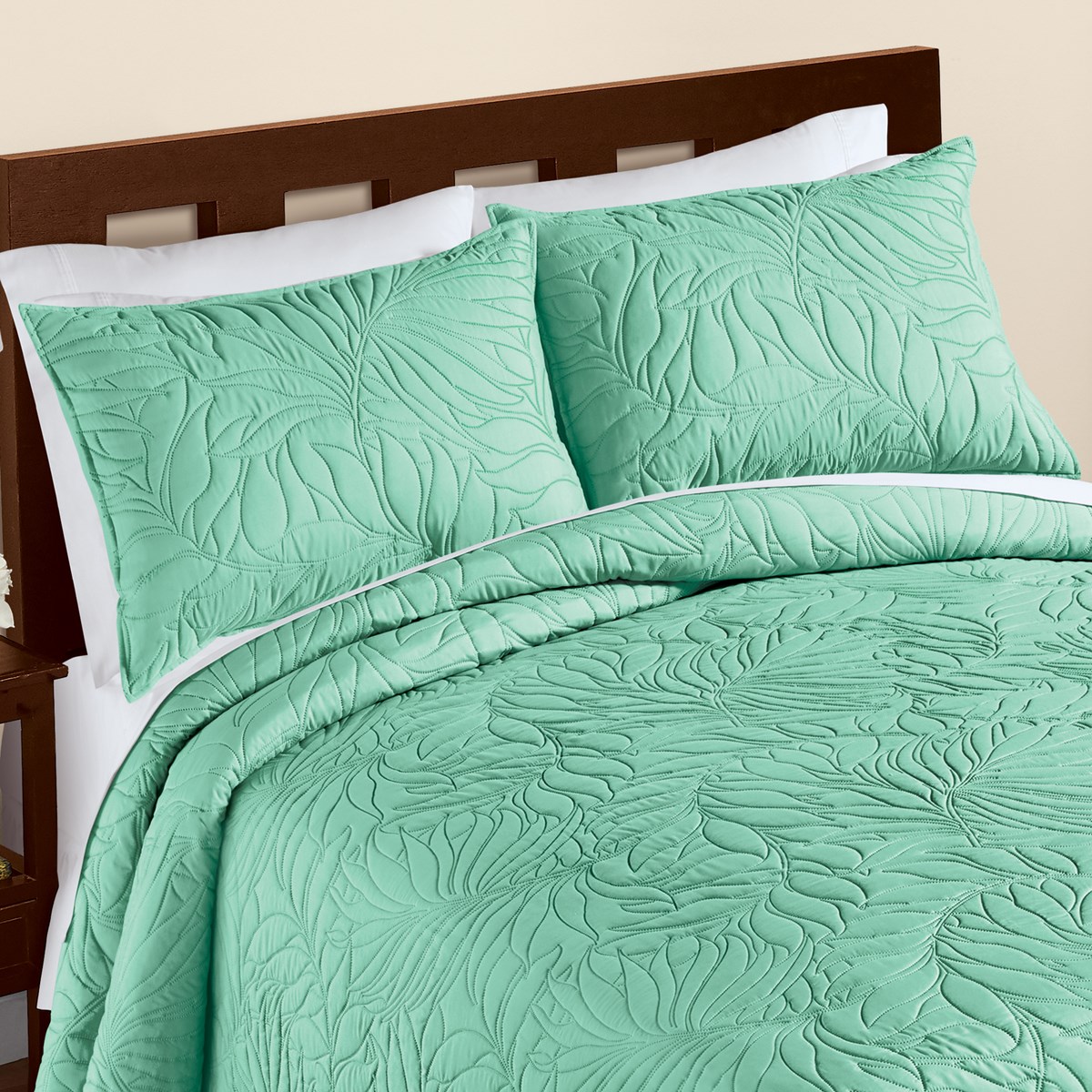 Lovely Eva Quilted Leaf Design Textured Pillow Sham | Collections Etc.