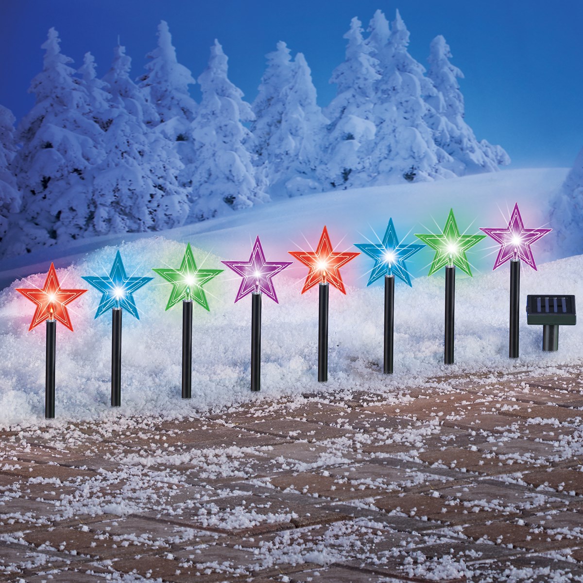 Solar Powered Color-Changing Star Path Lights - Set of 8 | Collections Etc.