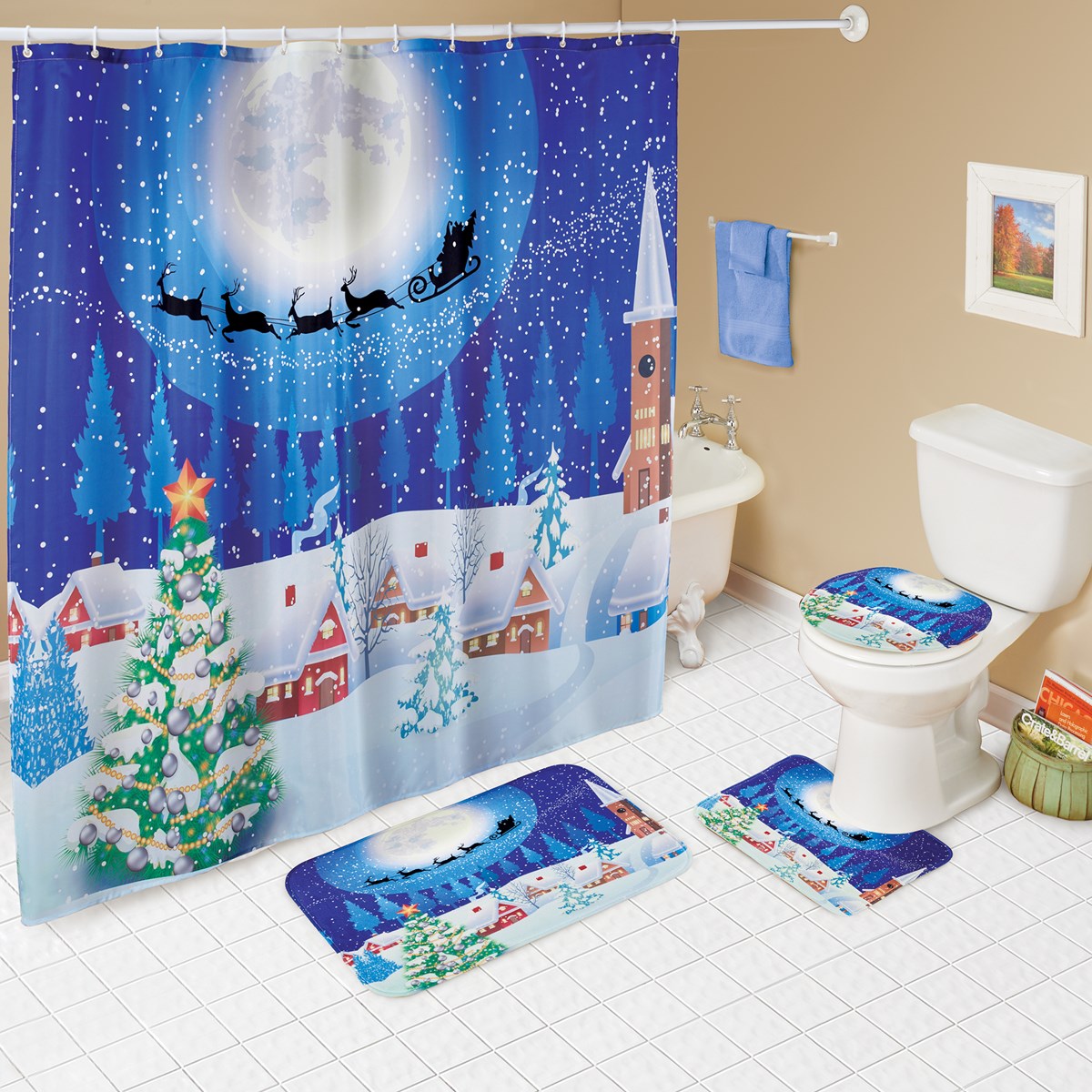 Starry Night 4-Piece Festive Bathroom Set | Collections Etc.