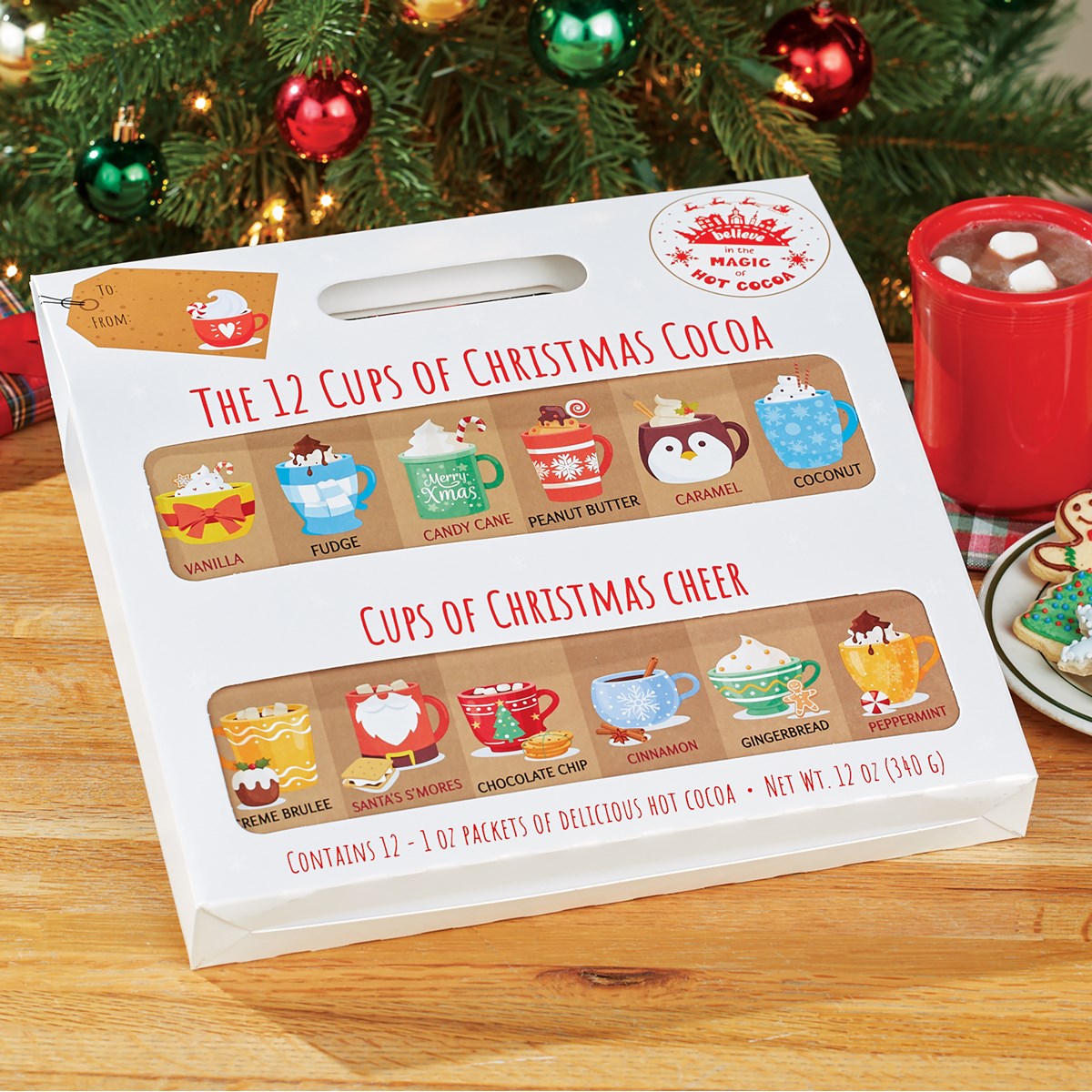 Festive 12 Cups of Christmas Cocoa Holiday Gift Pack | Collections Etc.