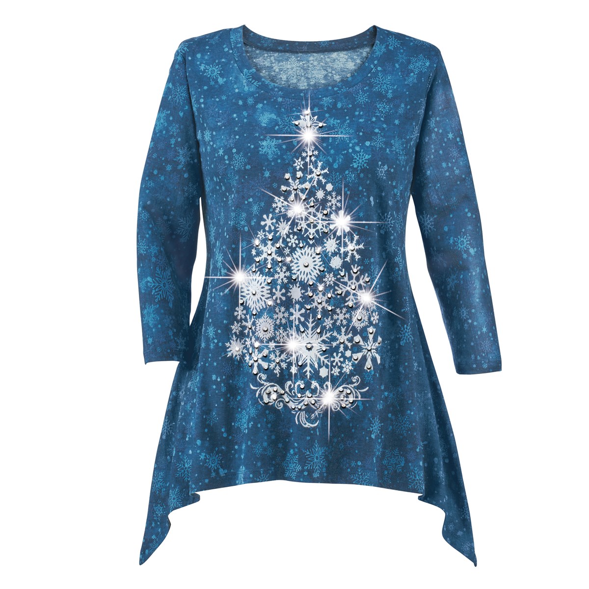 Shimmering Christmas Tree Holiday Sharkbite Tunic | Collections Etc.